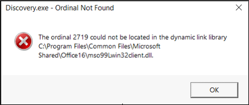 Ordinal Could Not be Located in the Dynamic Link Library