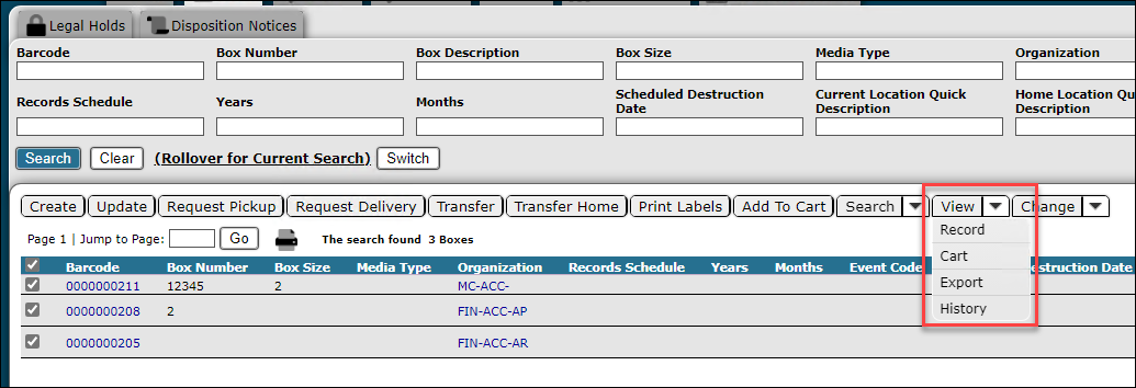How do I export data from Gimmal Physical?